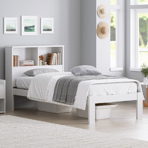 LivingFusion Isabelle Pine Wood Single Bed with Shelves Temple Webster